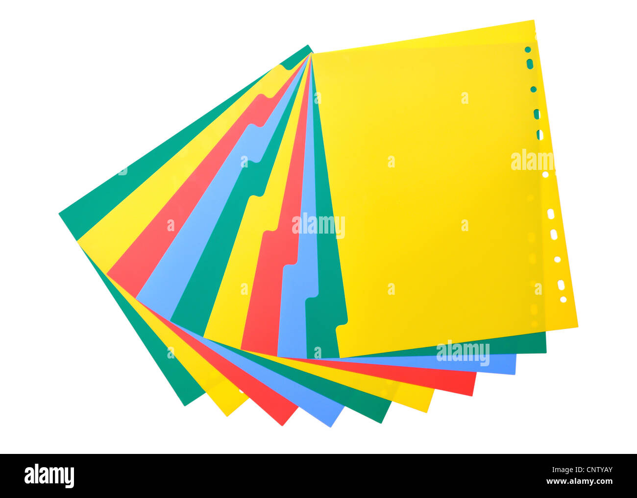 Colorful plastic index sheet on white background Stock Photo - Alamy