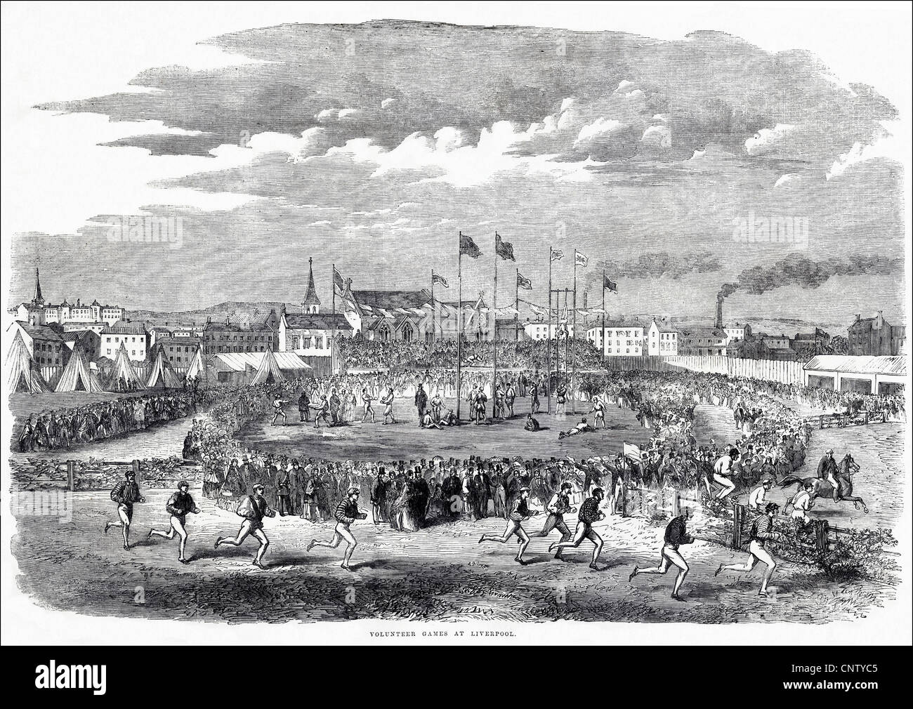 The Volunteer Games at Liverpool. Victorian engraving dated 12th July ...