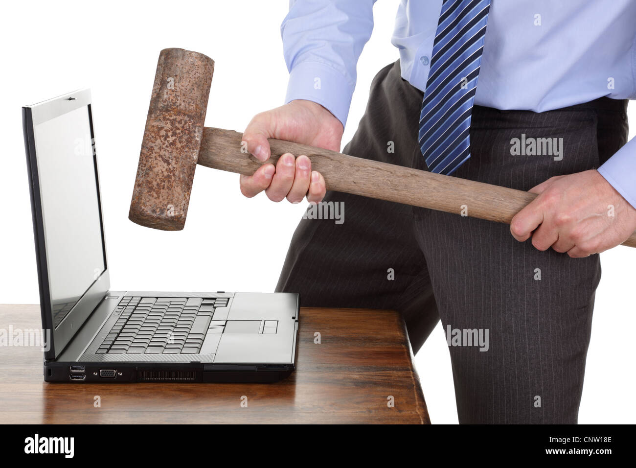 Businessman smashing computer hi-res stock photography and images - Alamy