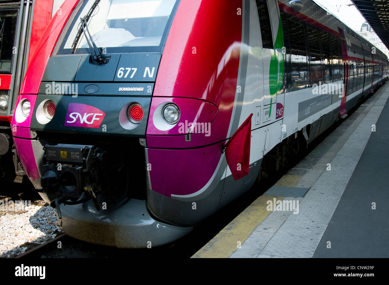SNCF train in Gare de l'Est train station, Paris, France Stock Photo ...