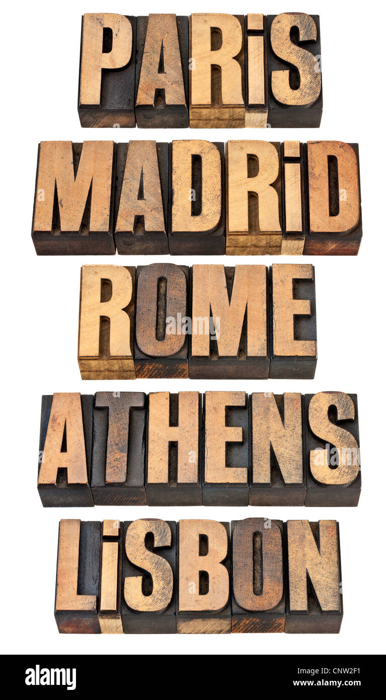 Paris, Madrid, Rome, Athens and Lisbon - selected capital cities of ...