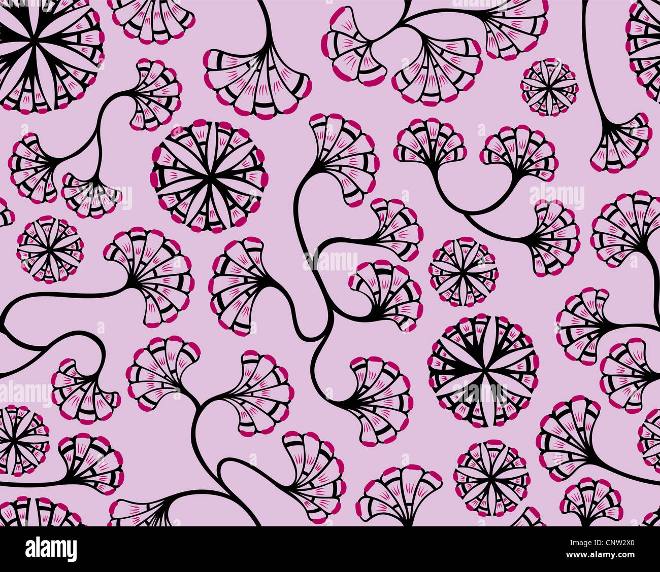 A seamless pattern design of flowers spores spread around, illustrated ...