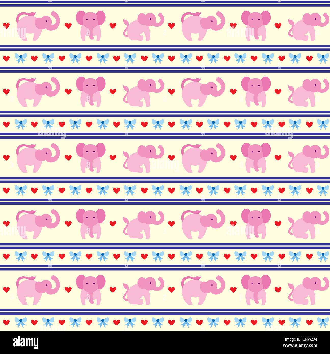 A seamless pattern of decorative pink elephants in many side view ...
