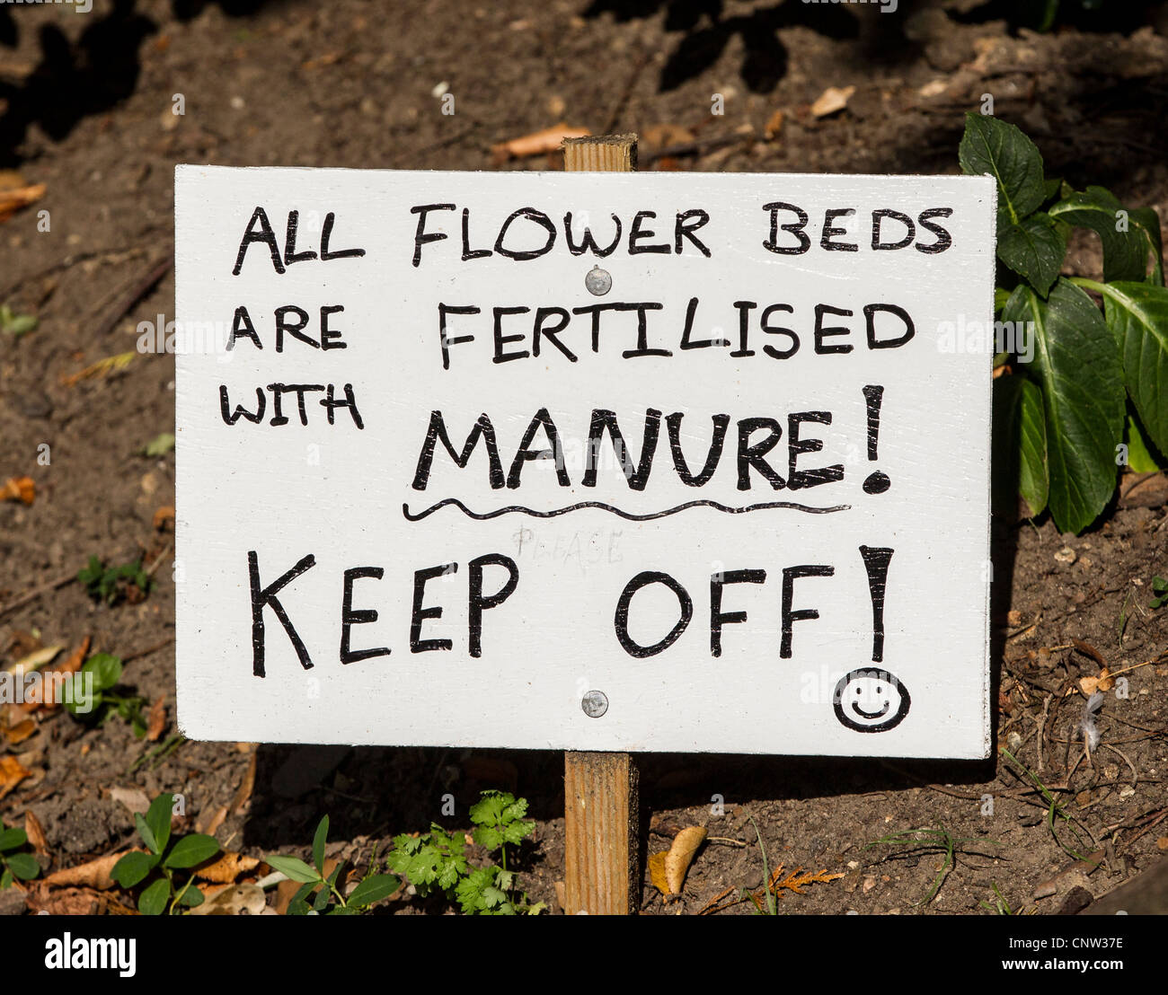 Sign warning of manure Stock Photo - Alamy