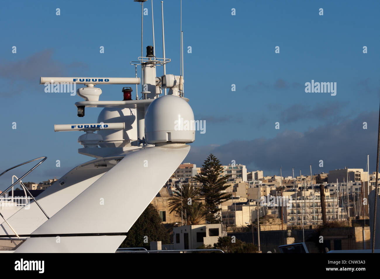 Marine Communication and Navigational Aids on Super Yachts Stock Photo ...