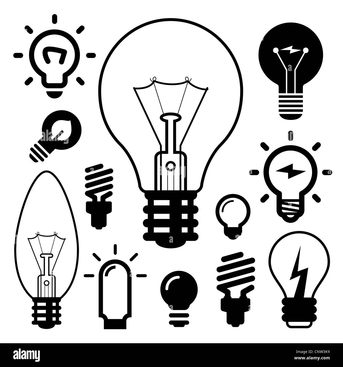 set of light bulbs icons Stock Photo - Alamy