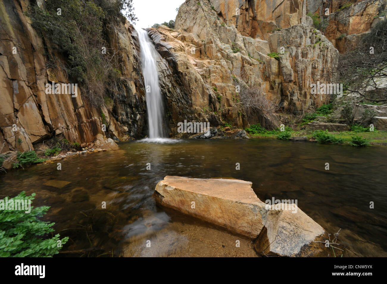 Waterfall on Sardinia, Italy, Sardegna, Sarrabusa Gebirge Stock Photo ...