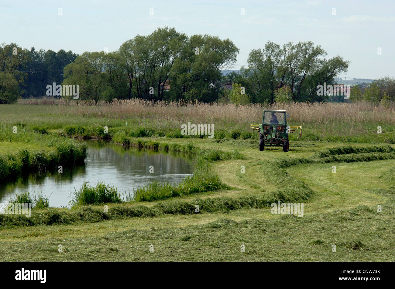 hay harvest with tractor, Germany, Bavaria Stock Photo - Alamy