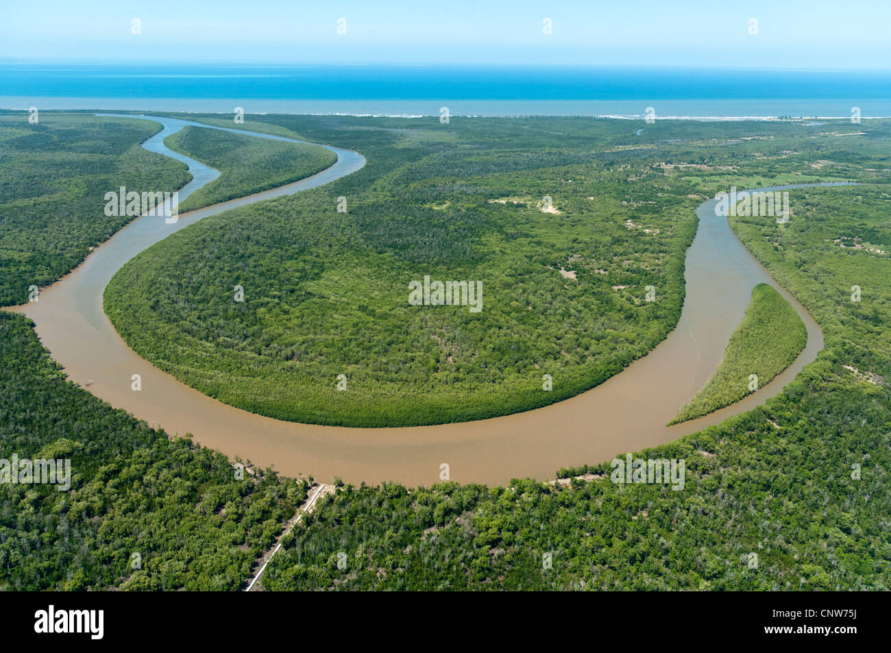 Rufiji River estuary, aerial view, Lindi Region, Tanzania Stock Photo ...
