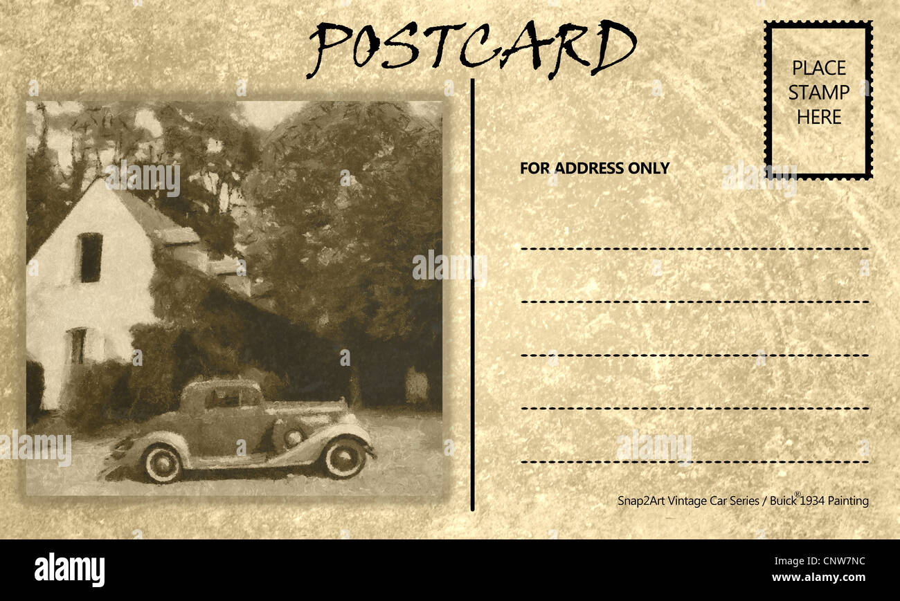 Vintage Motor Car Stained Postcard Template with Copy Area Stock Photo ...
