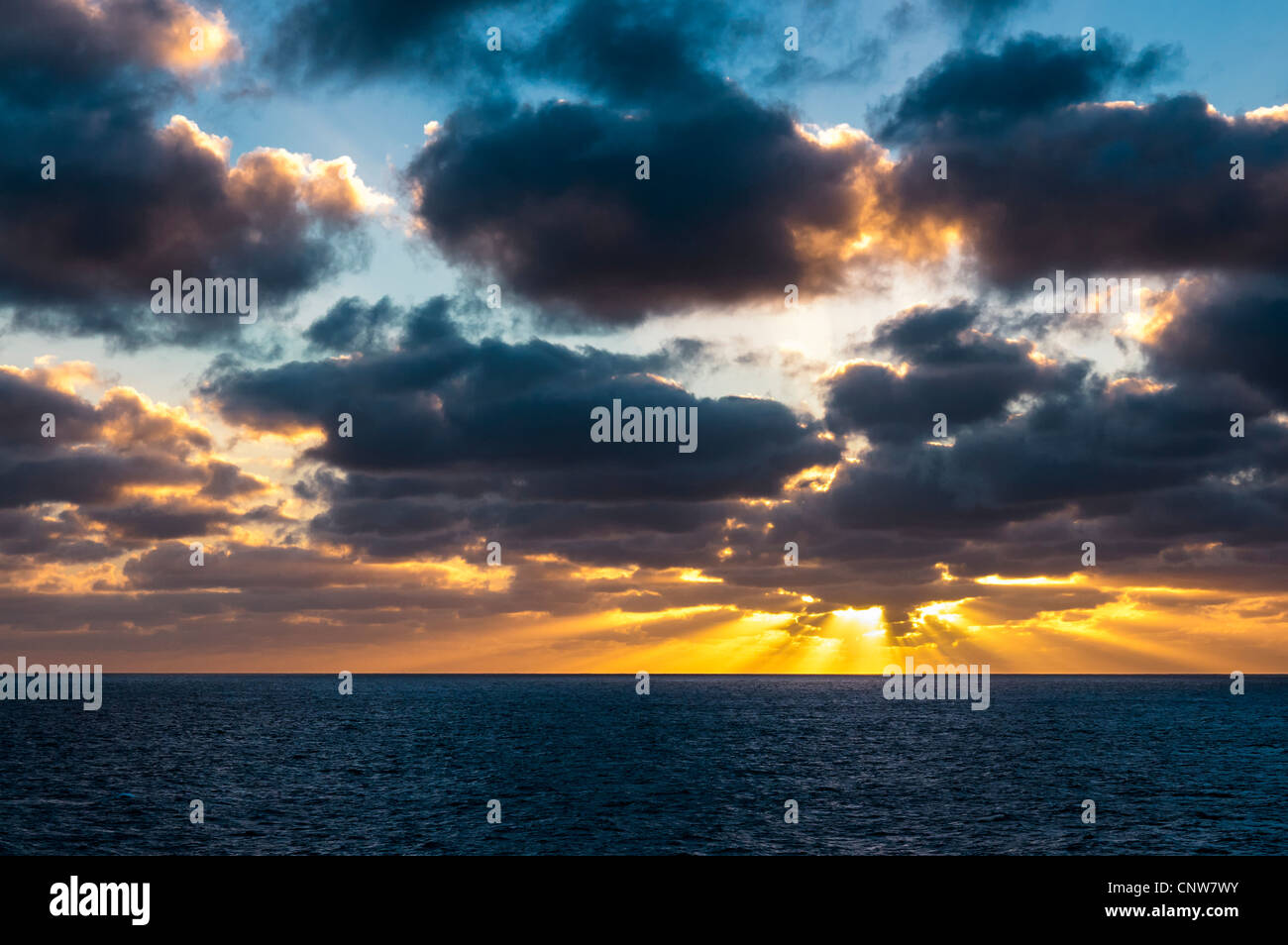 Sunset over south Pacific Stock Photo - Alamy