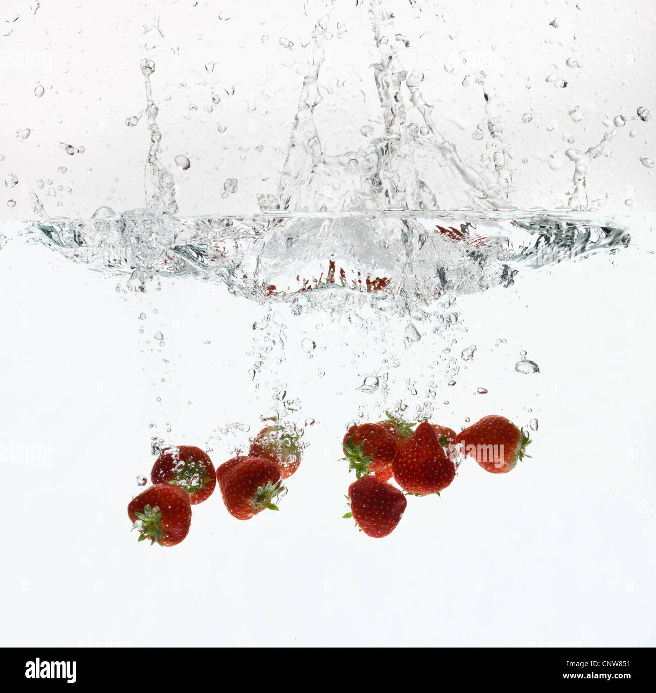 Strawberries splashing in water Stock Photo - Alamy