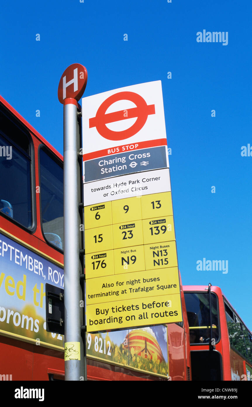 England, London, Bus Stop Stock Photo - Alamy