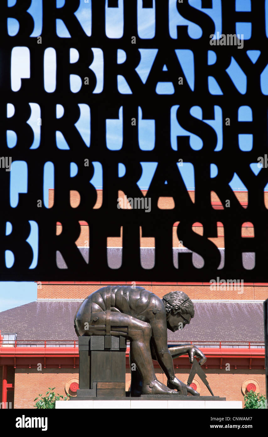 England, London, British Library, Bronze Statue of Sir Isaac Newton by ...