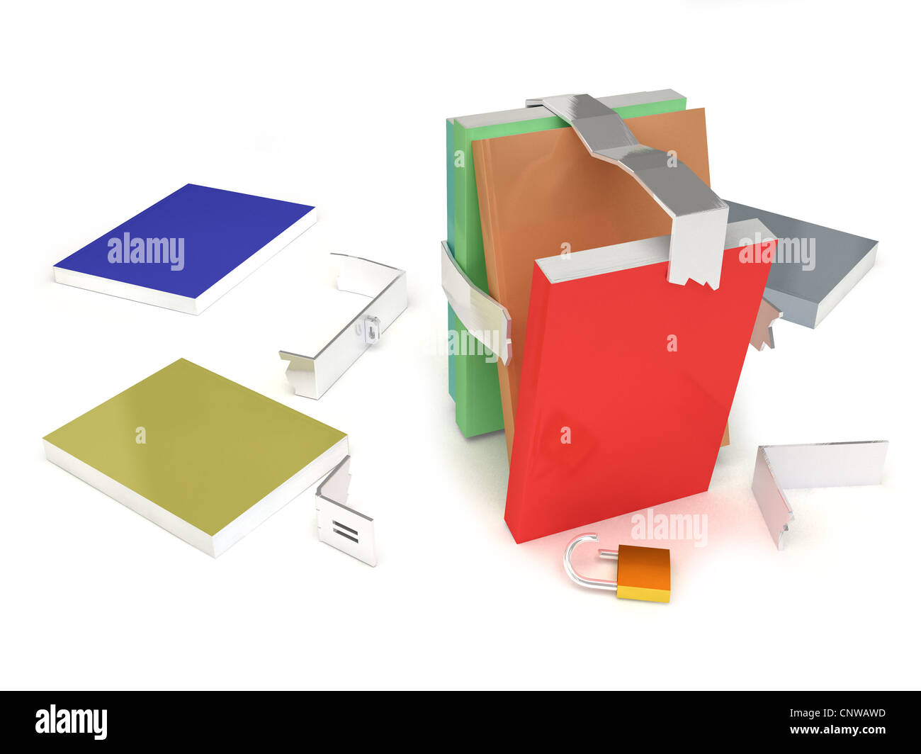 Books line released with a white background Stock Photo - Alamy