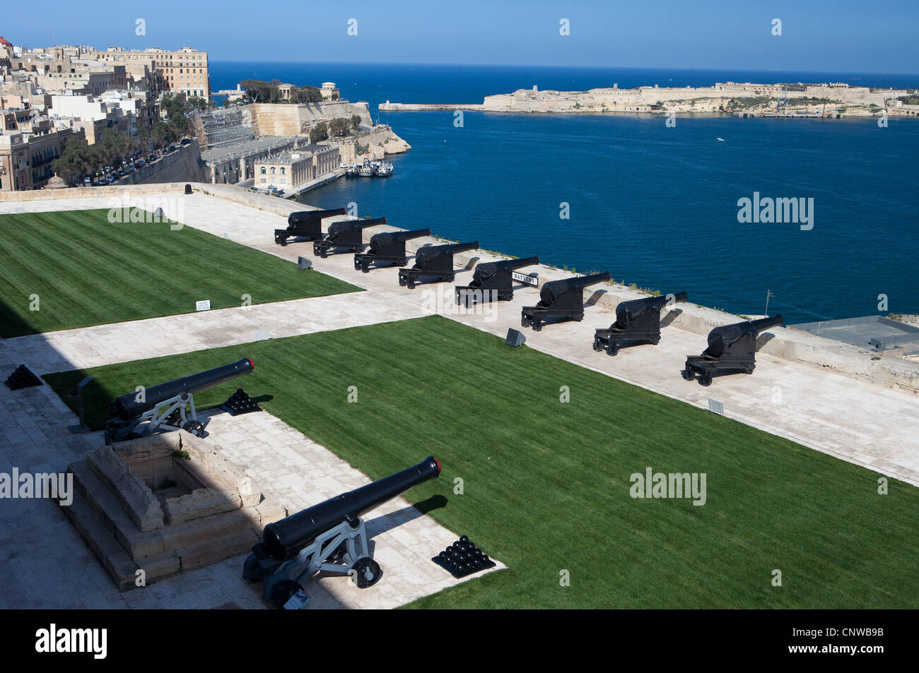 The Saluting Battery over looking the Grand Harbour on the Island of ...