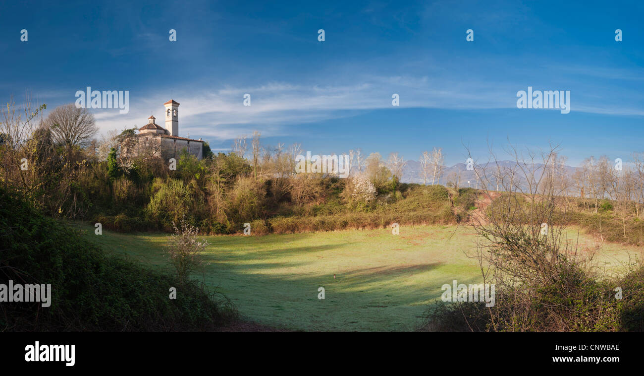 The crater of Montsacopa Volcano in the city of Olot, Garrotxa Volcanic ...