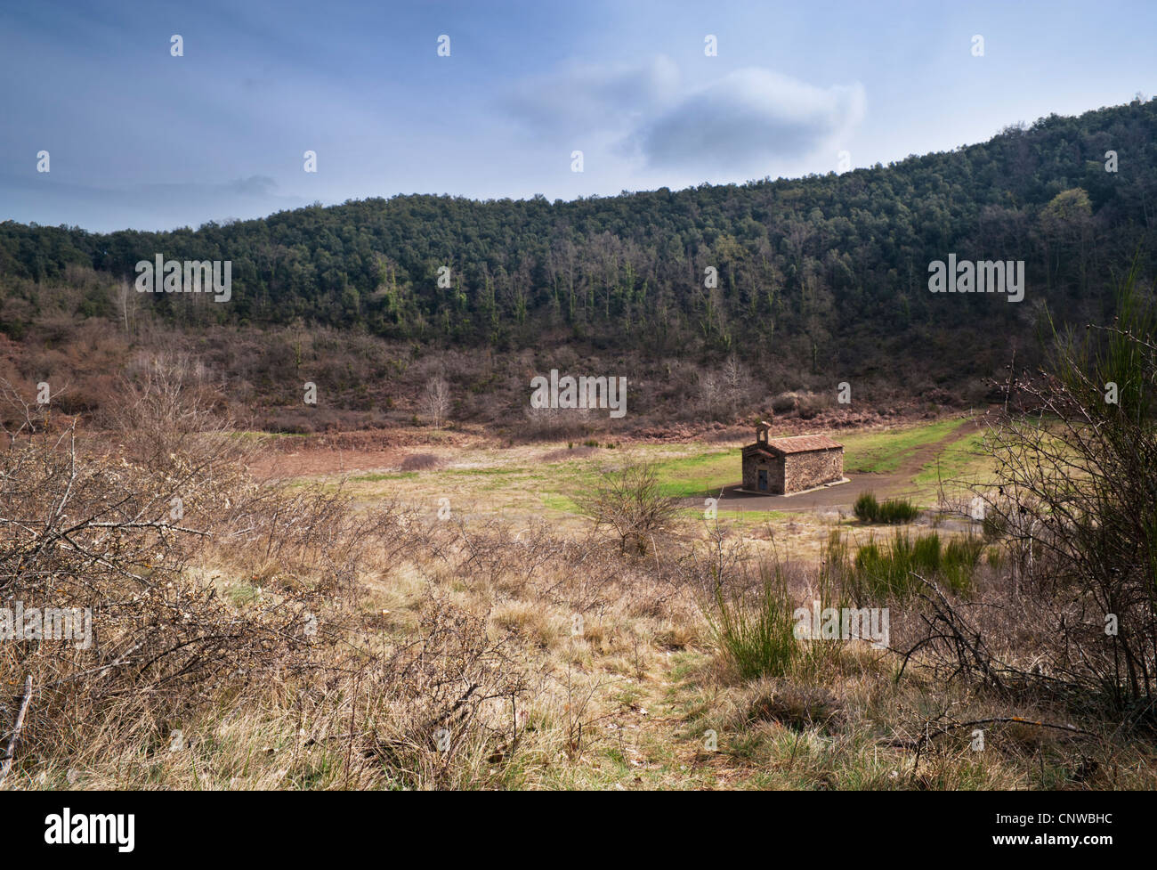 The crater of Santa Margarida Volcano in the Garrotxa Volcanic Zone ...
