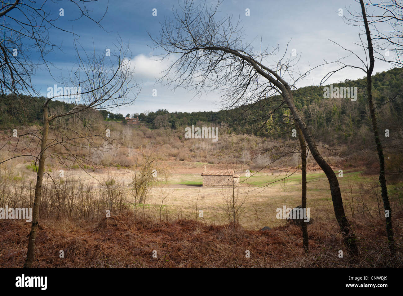 The crater of Santa Margarida Volcano in the Garrotxa Volcanic Zone ...