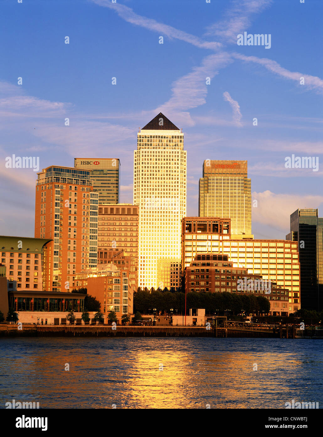 England, London, Docklands, Canary Wharf and Docklands Skyline Stock ...