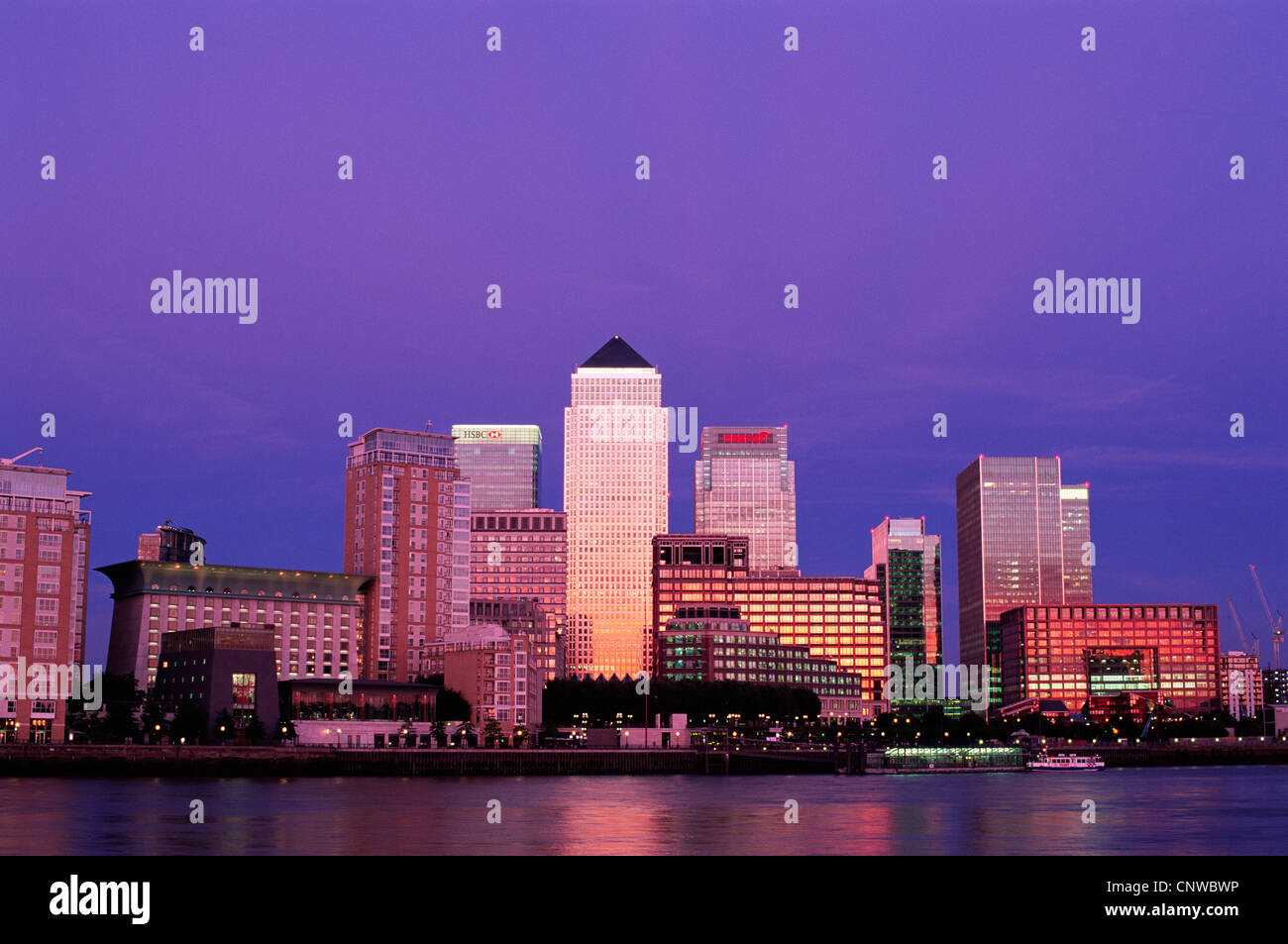 England, London, Docklands, Canary Wharf and Docklands Skyline Stock ...