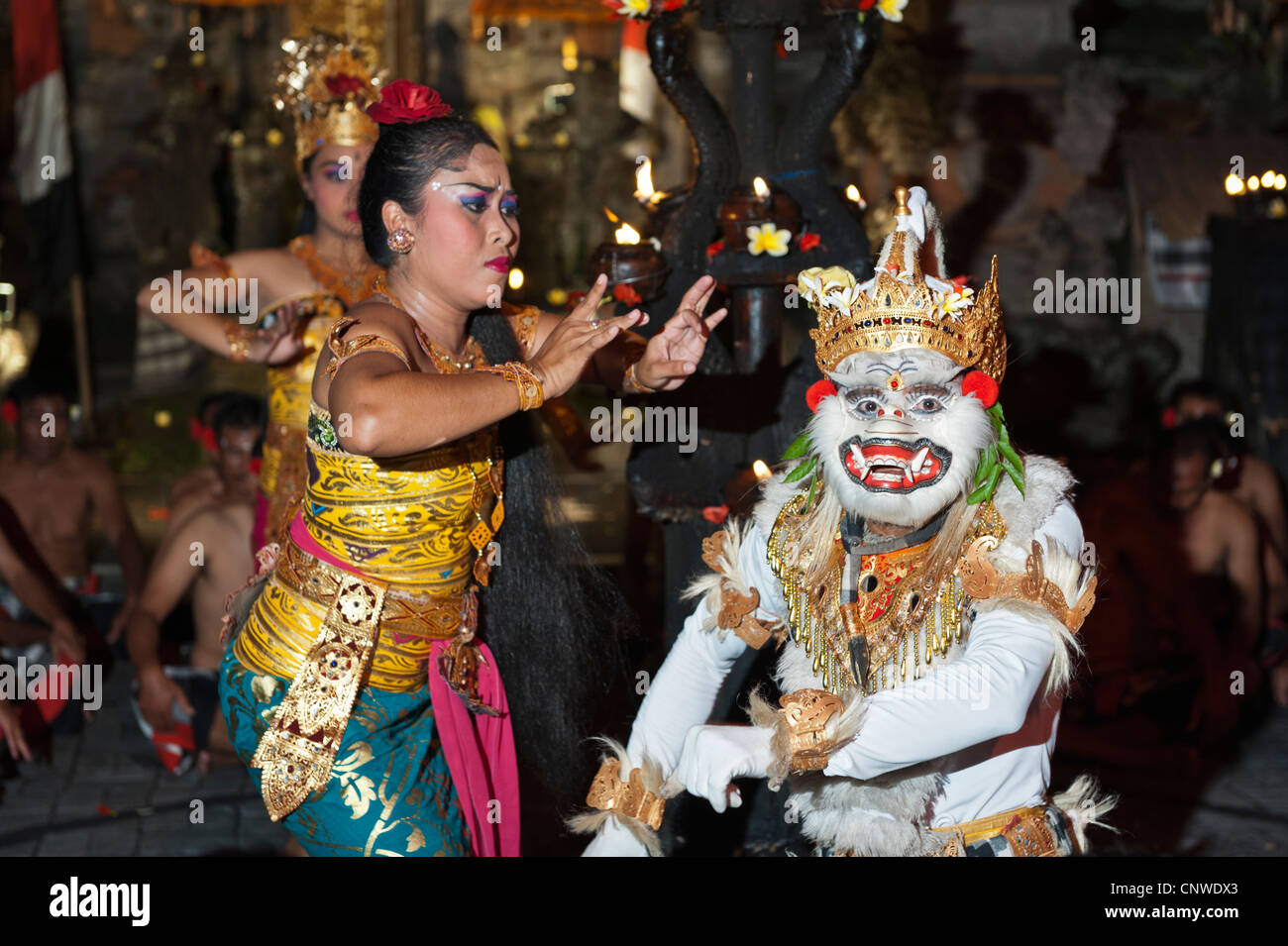 Hanoman, the white monkey and Princess Sita, during a representation of ...