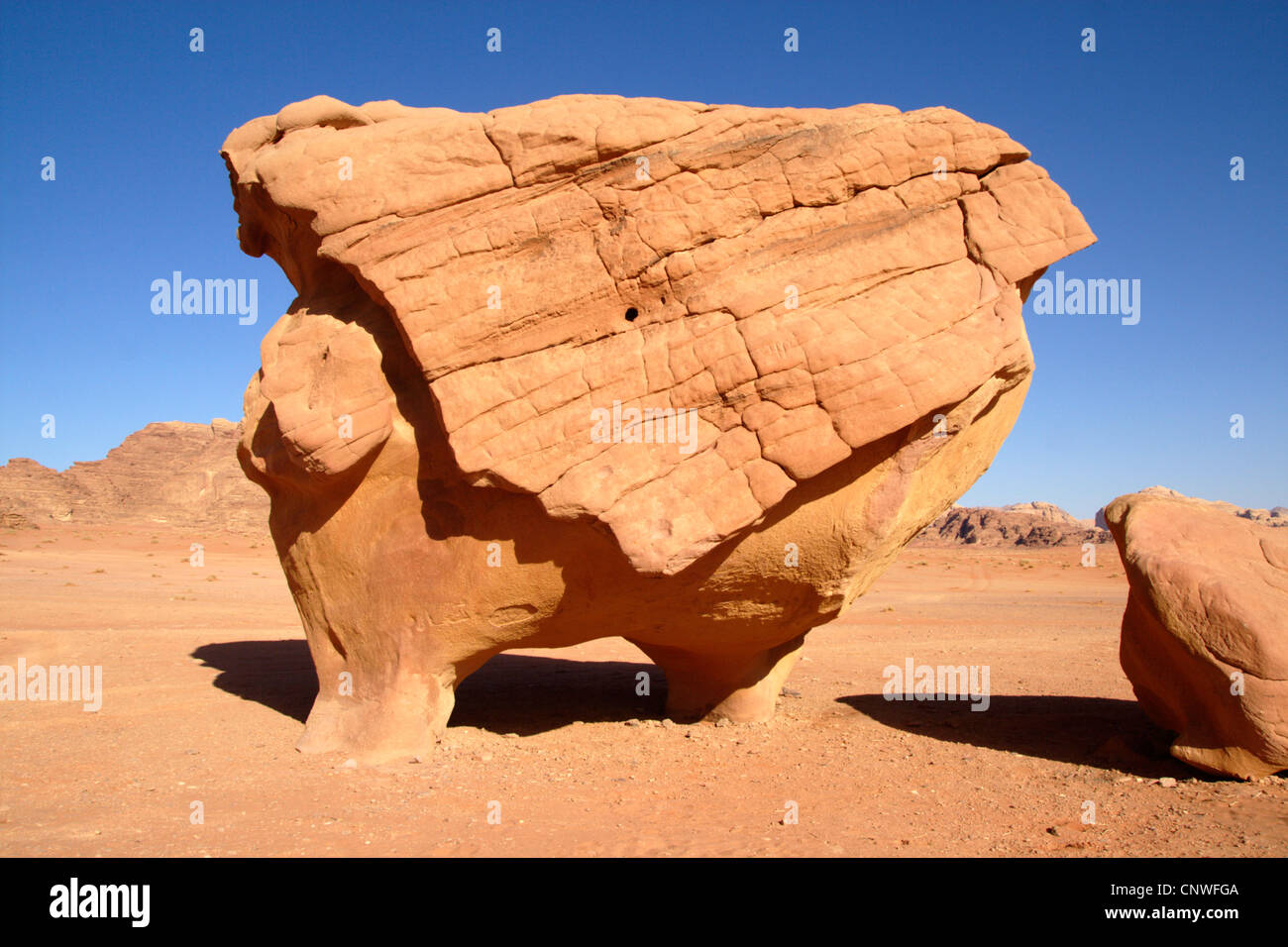 Bizarr rock formation in the desert wadi rum hi-res stock photography ...