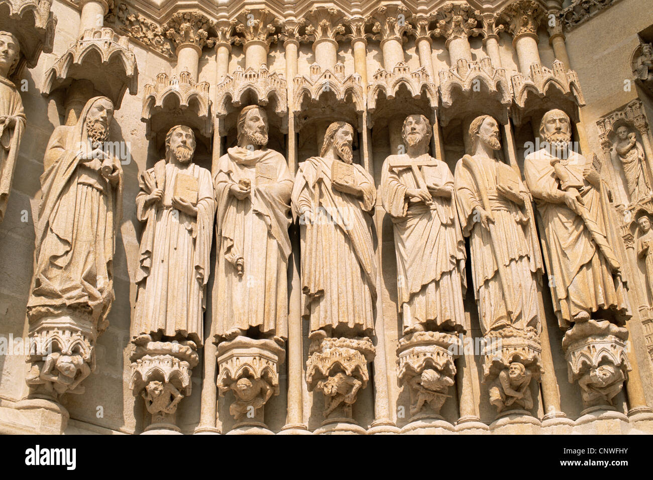 France, Somme, Amiens, Amiens Cathedral, Sculpture Details of the Saint ...