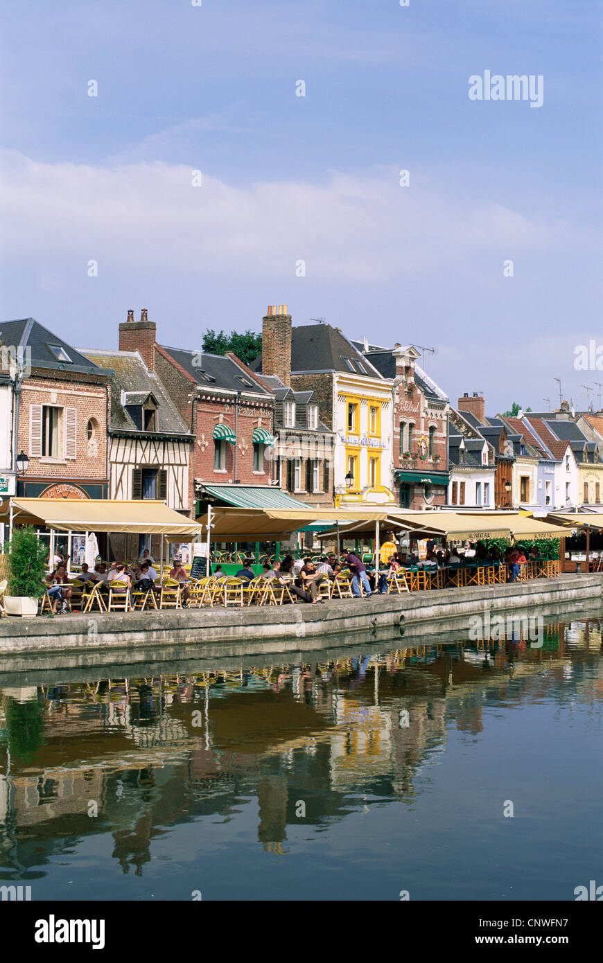 France, Picardy, Amiens, Waterside Restaurants at St.Leu Area Stock ...