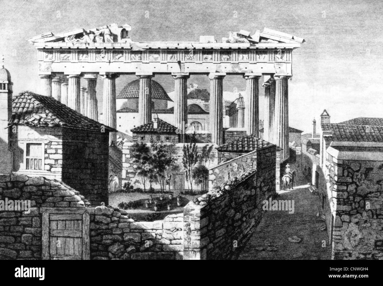 geography / travel, Greece, Athens, Acropolis, Parthenon with mosque ...