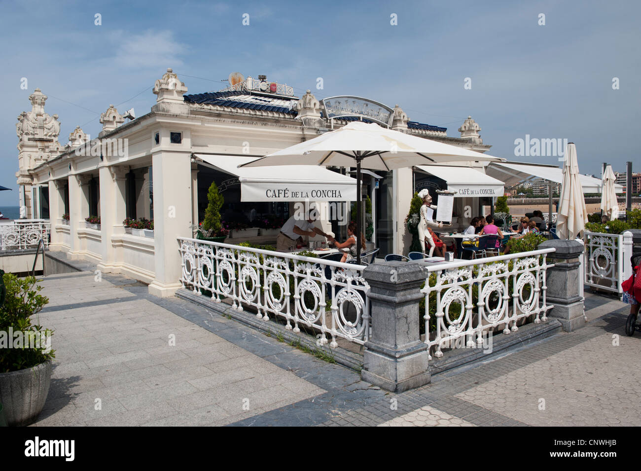 Restaurant on the sea front in san sebastien Spain Basque country Stock ...