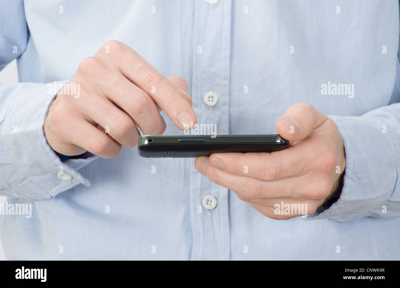 Hand holding mobile smart phone with blank screen Stock Photo - Alamy