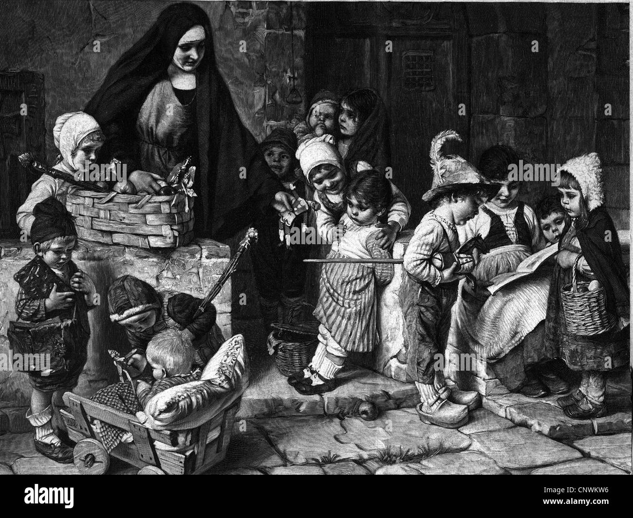 Children in front christmas Black and White Stock Photos & Images - Alamy