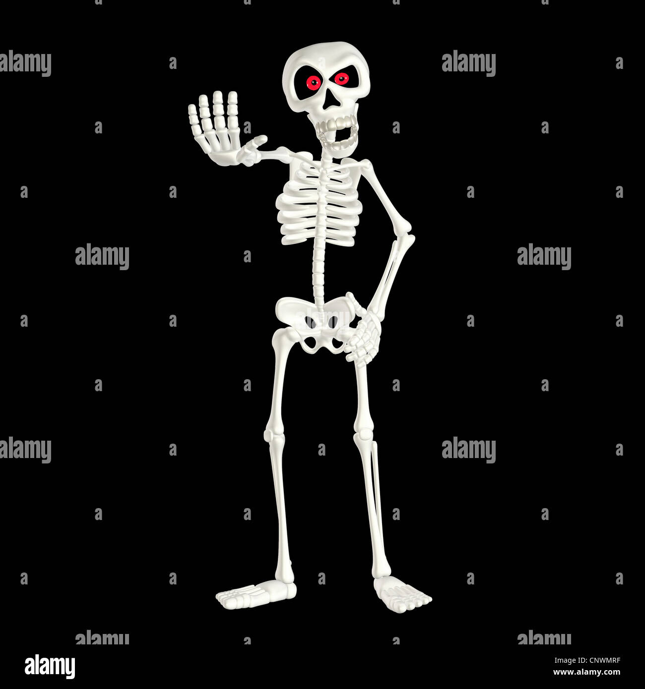 Illustration of an angry skeleton cartoon isolated on a black ...