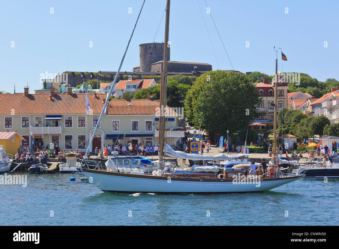 Sailing boat in the channel outside Marstrand, Sweden Stock Photo - Alamy