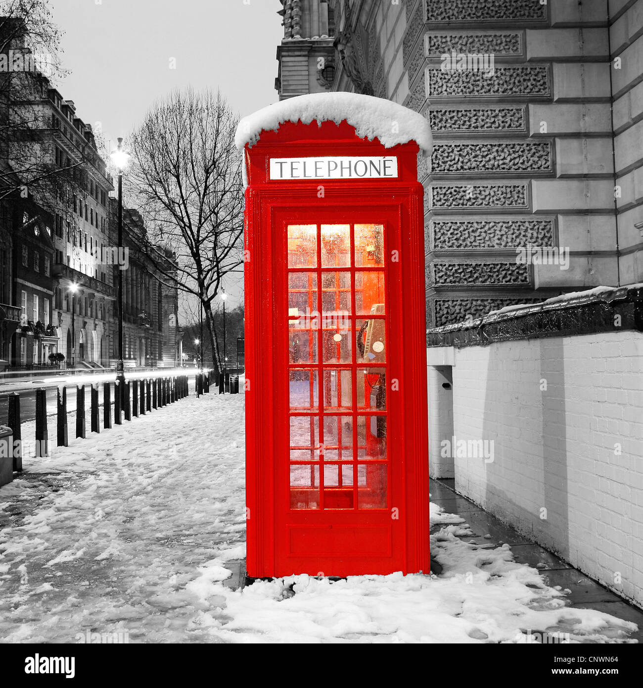 London Parliament Square winter night view, include Big Ben and red ...