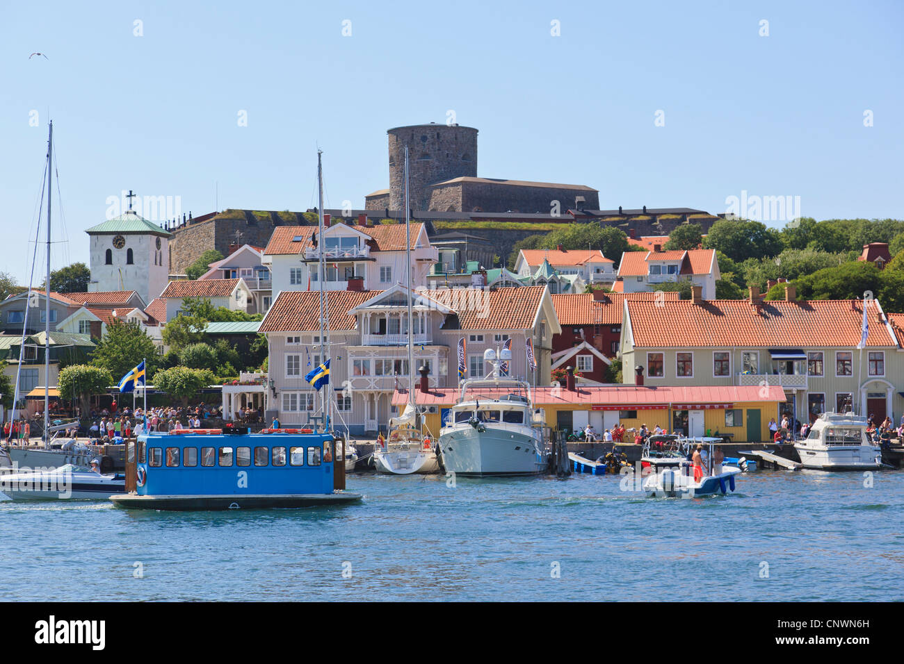 Small passenger boat outside the village of Marstrand, Sweden Stock ...