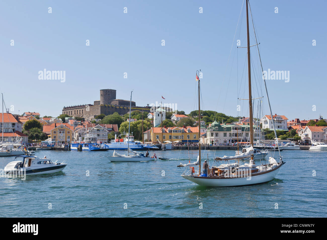 Sailing boat in the channel outside Marstrand, Sweden Stock Photo - Alamy