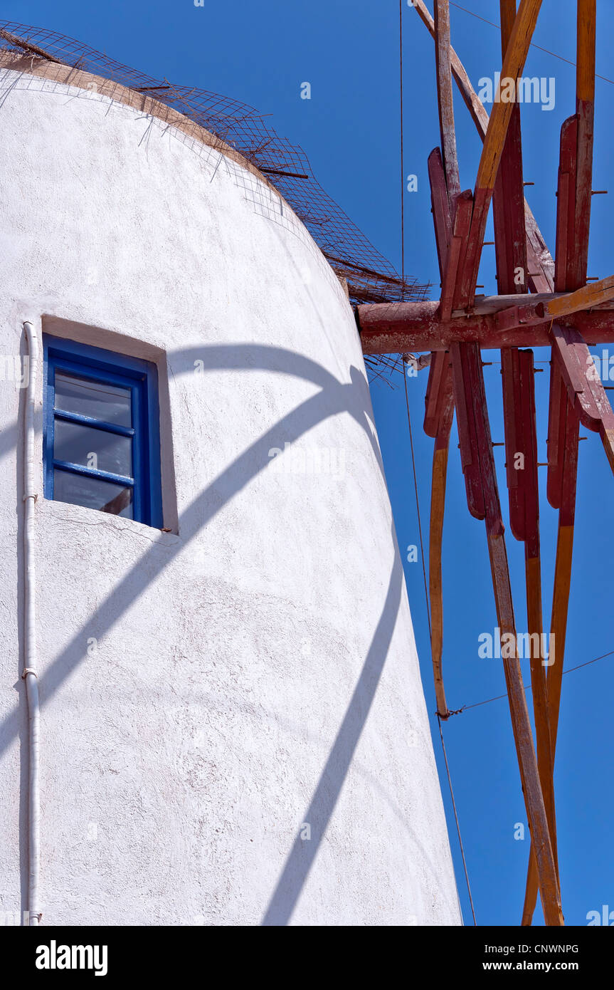 One of the traditional windmills of Oia on the greek paradise island of ...