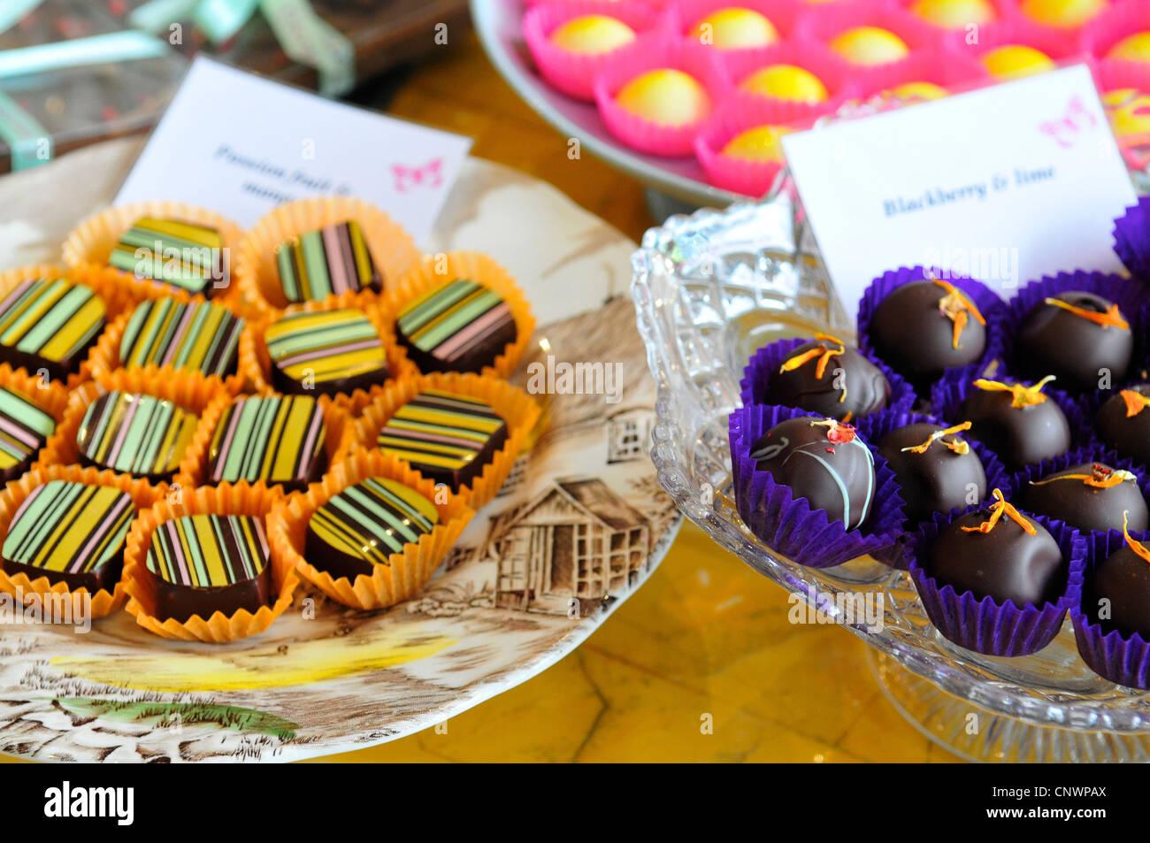 Plates of Chocolates at Cocomaya Shop, Connaught Street, London ...
