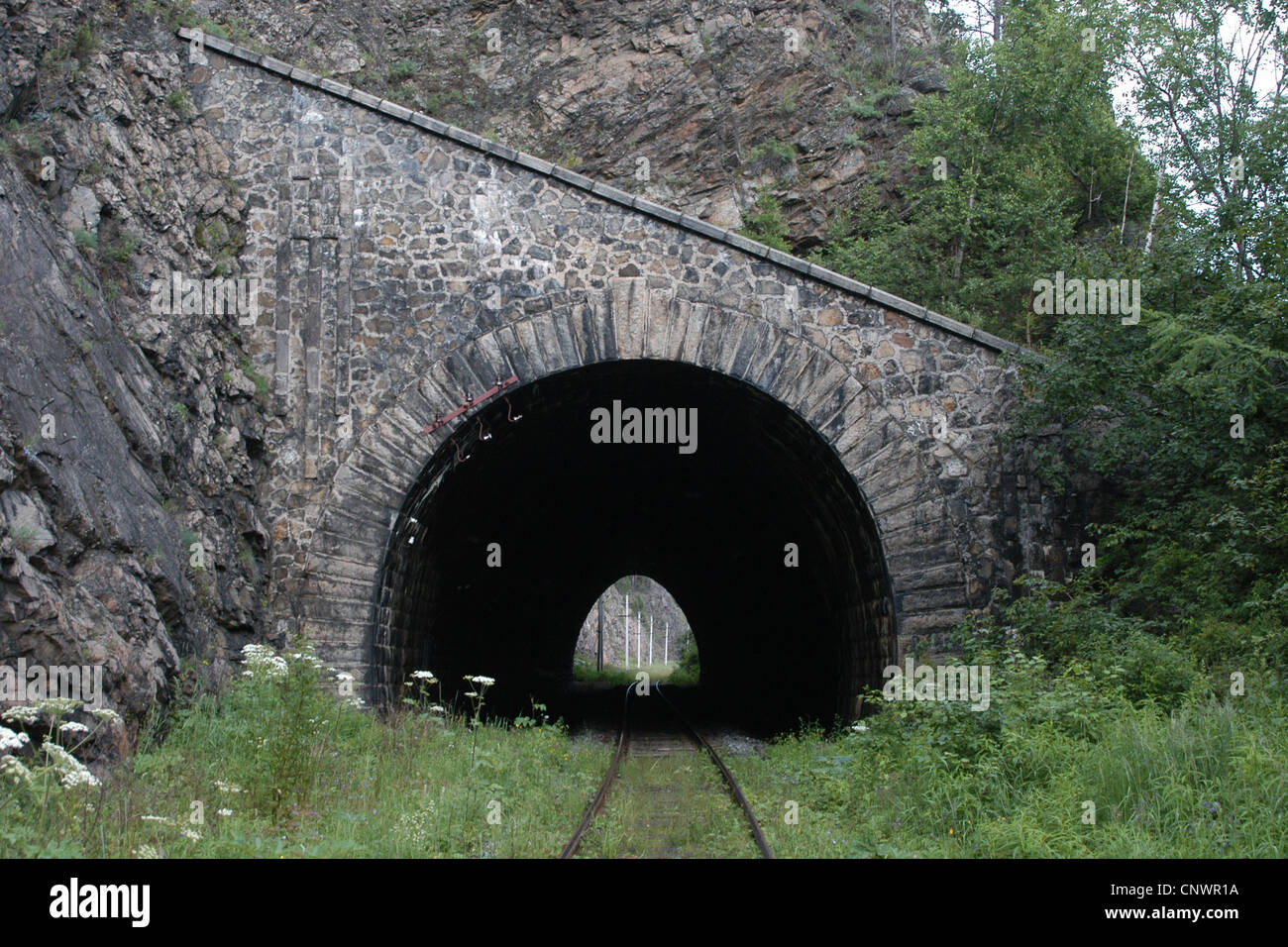 Old railroad tunnel on the Circum-Baikal Railway, the historical part ...