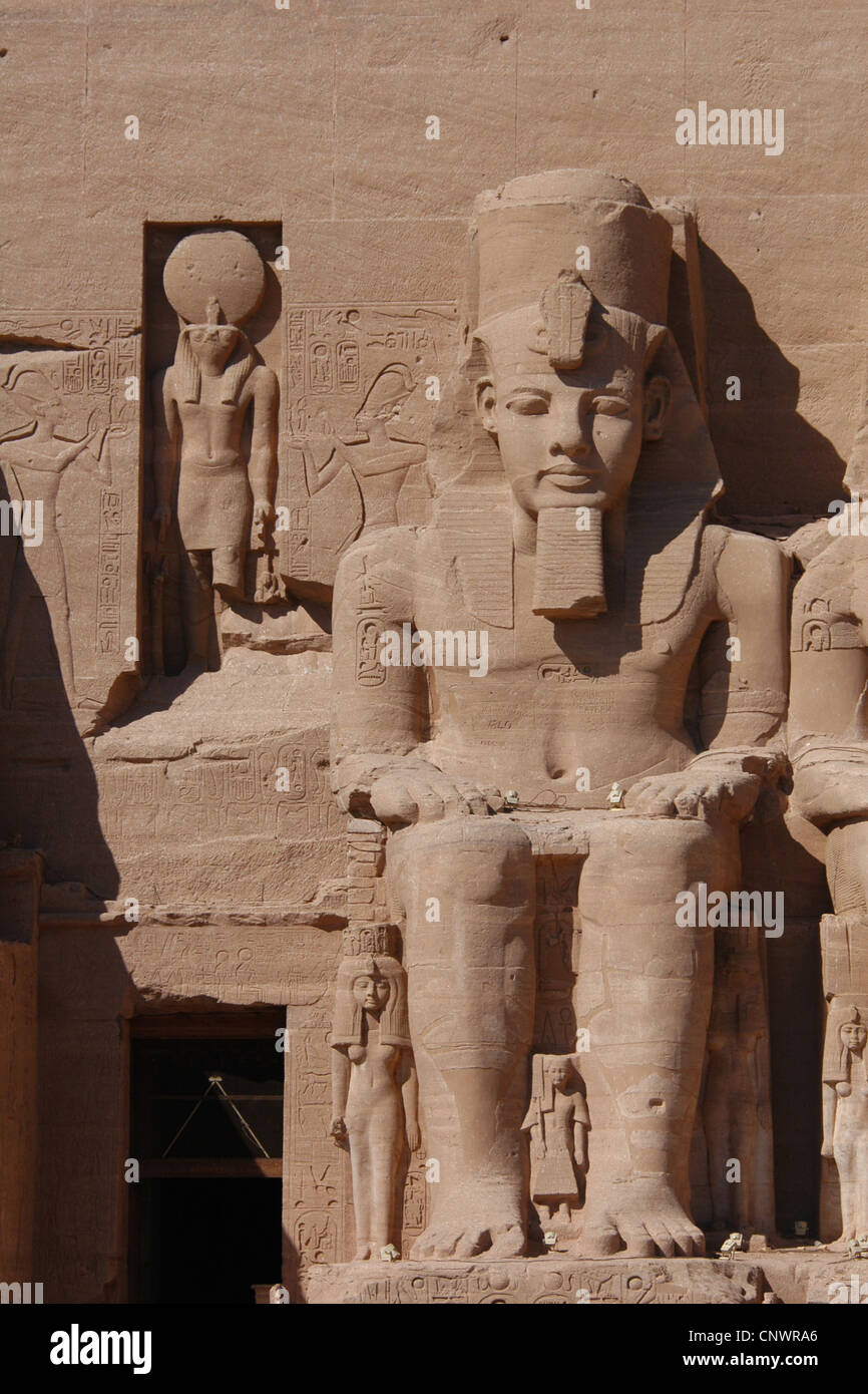 Great Temple decorated with colossal statues of Pharaoh Ramesses II in ...