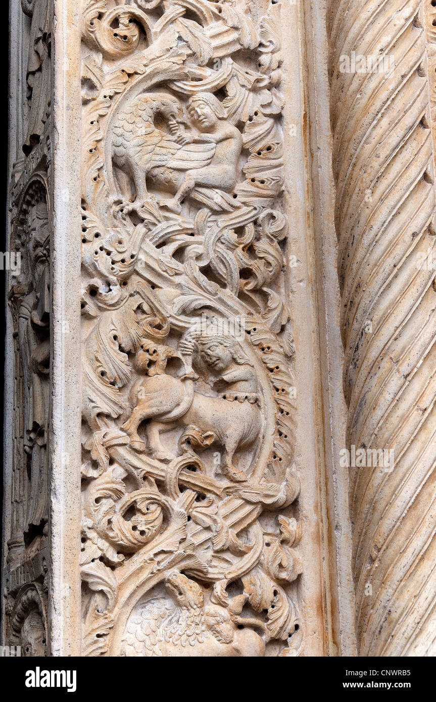 Stone Carving on the Duomo in Modena a city in the Emilia-Romagna ...