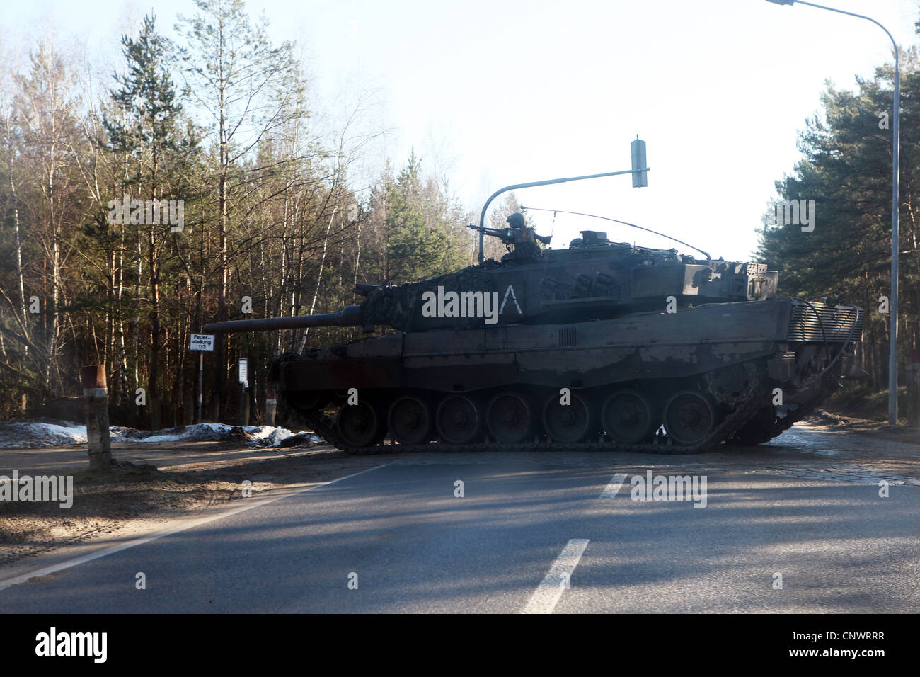 A Millitary Panzer crossing a street in Germany Stock Photo - Alamy