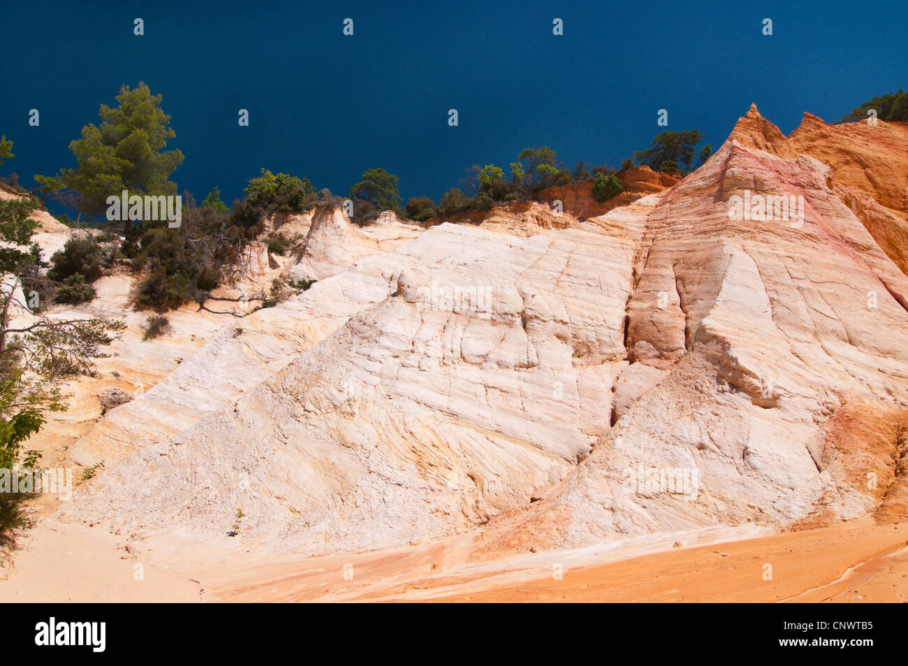 ochre rock in the French Colorado of Rustrel, France, Provence-Alpes-C ...