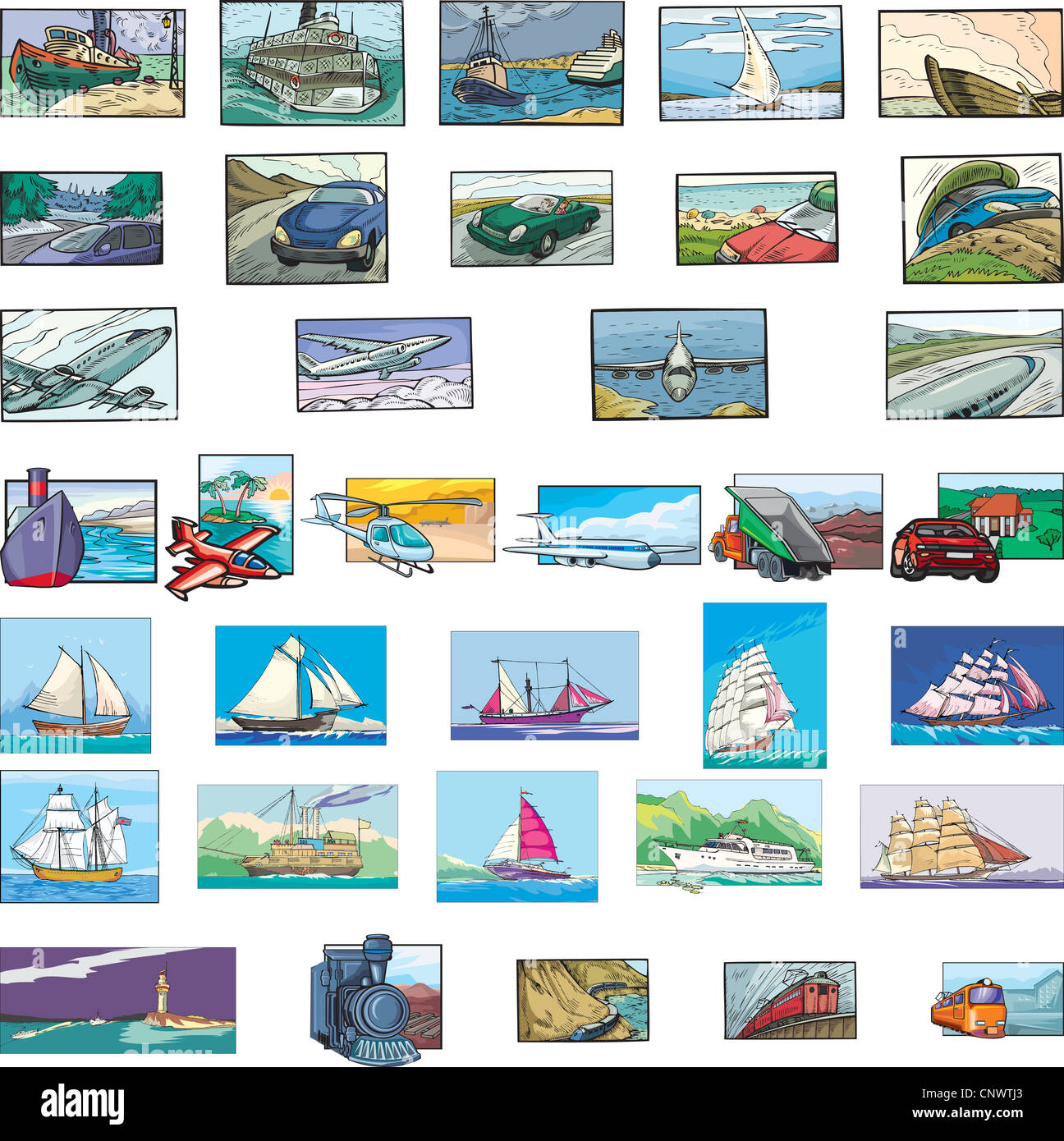 Set of simple icons - different transport Stock Photo - Alamy