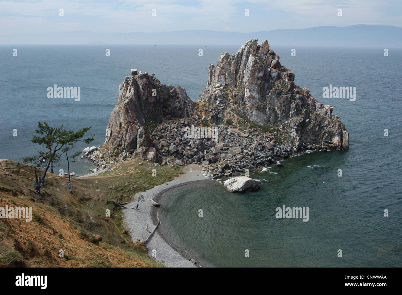 Burkhan Cape also known as the Shaman Rock on Olkhon Island in Lake ...