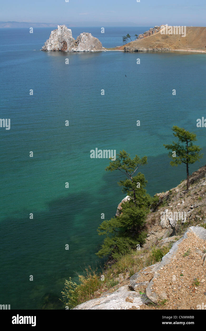 Burkhan Cape also known as the Shaman Rock on Olkhon Island in Lake ...