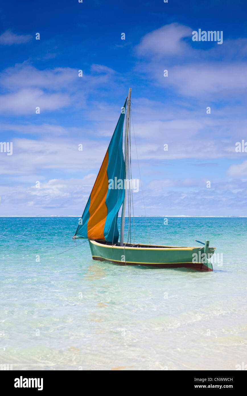Mauritian wooden boat called Pirogue, Mauritius, Indian Ocean Stock ...