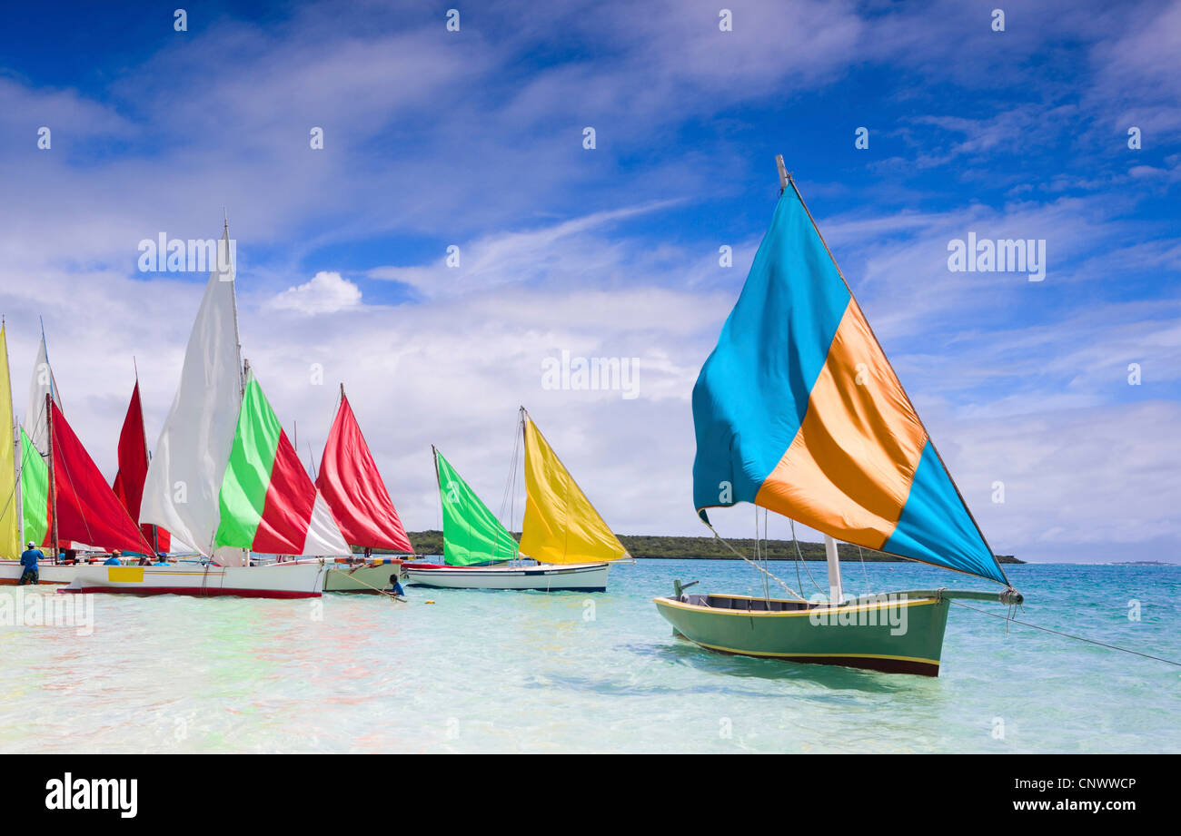 Mauritian wooden boat called Pirogue, regatta, Mauritius, Indian Ocean ...